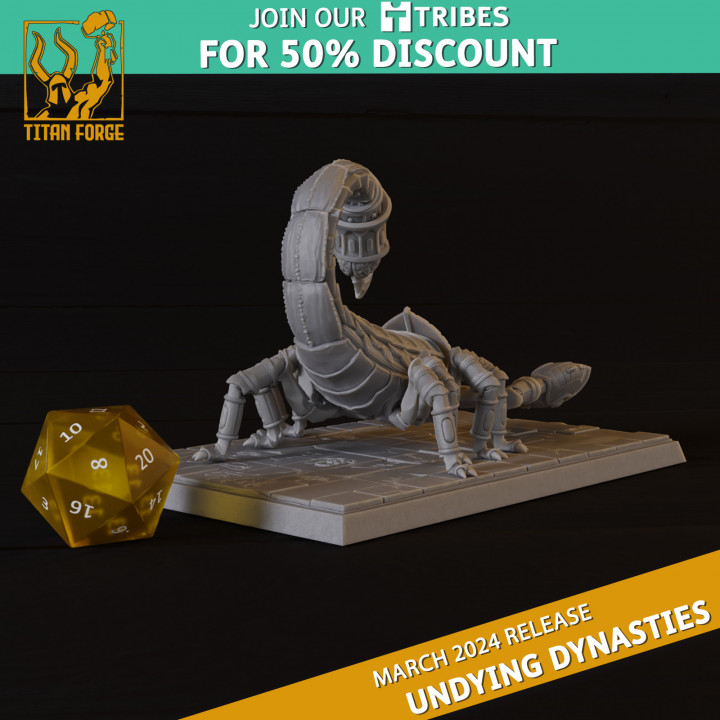 3D Printable Undying Dynasties Sand Scorpion B by Titan Forge Miniatures