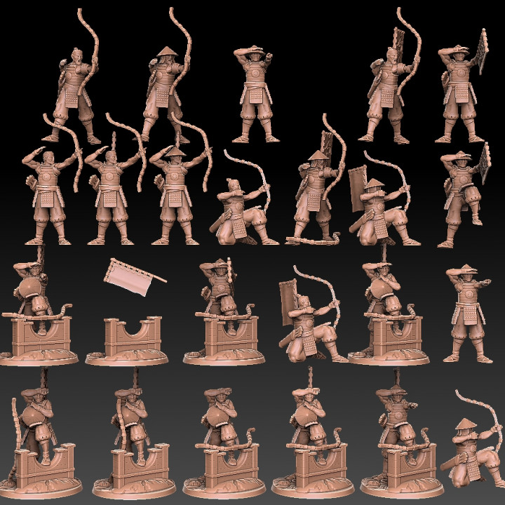 3D Printable Ashigaru Archer Regiment by Sharedog Miniatures