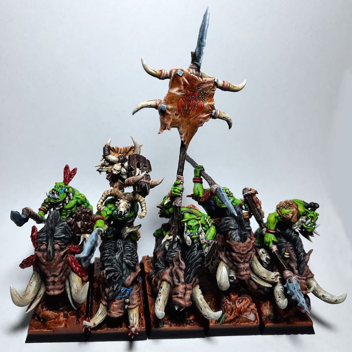 3D Print of Savage Orc Boar riders multi-part regiment by Reavernator