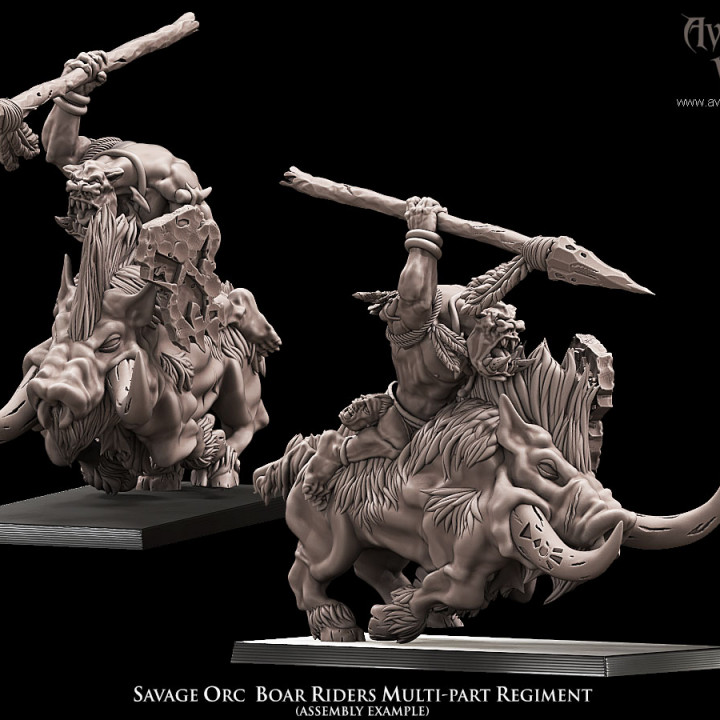 3D Printable Savage Orc Boar riders multi-part regiment by Avatars of War