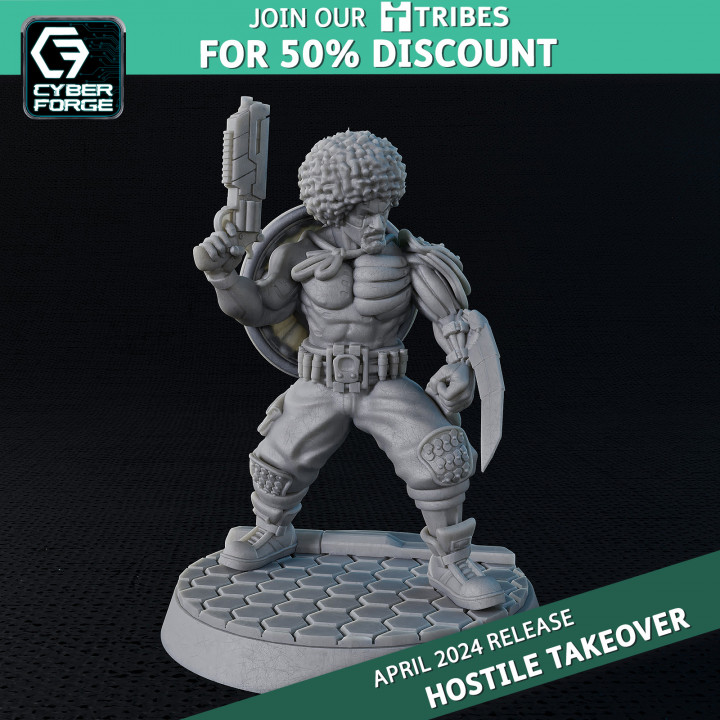 3D Printable Cyber Forge Hostile Takeover Grid Runner Jian Shi Luke by ...
