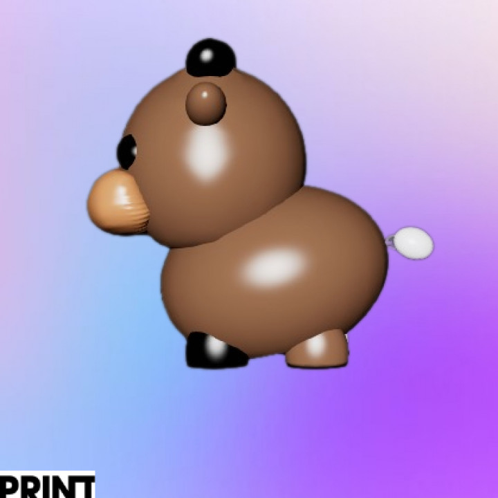 3D Printable Cute Cow Model with Flexi Tale by PrintCrafts