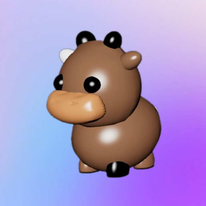3D Printable Cute Cow Model with Flexi Tale by PrintCrafts