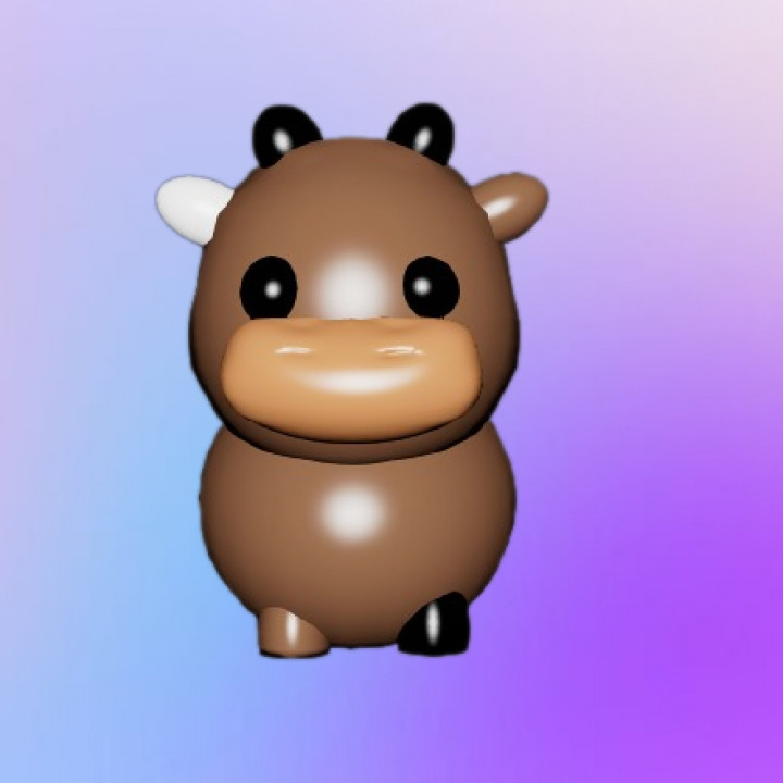 3D Printable Cute Cow Model with Flexi Tale by PrintMediaa