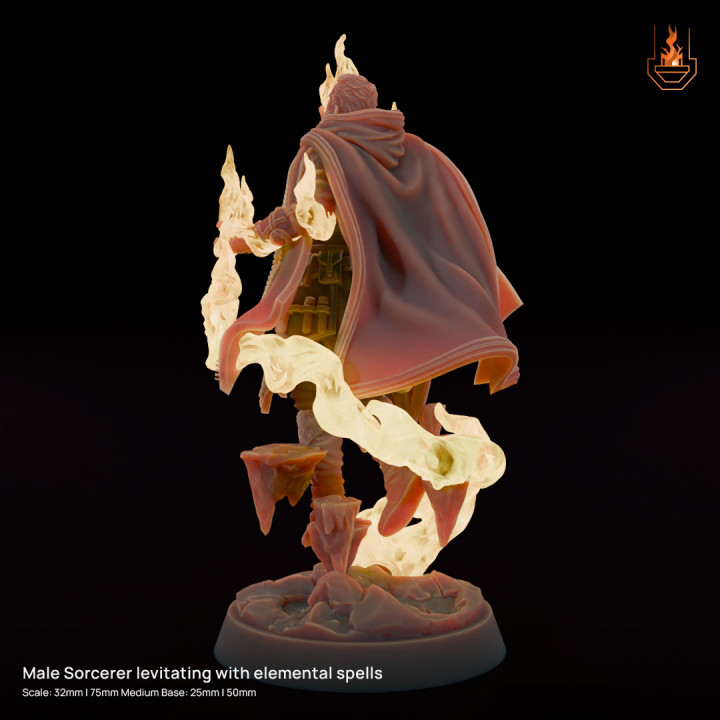 3D Printable Human Sorcerer Levitating Elemental Spells [Supported] by ...