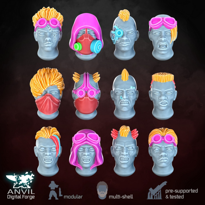 3D Printable Sci-Fi Ganger Heads - Anvil Digital Forge by Anvil Digital ...