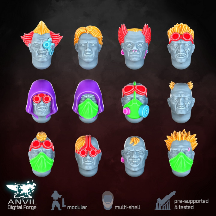 3D Printable Sci-Fi Ganger Heads - Anvil Digital Forge by Anvil Digital ...