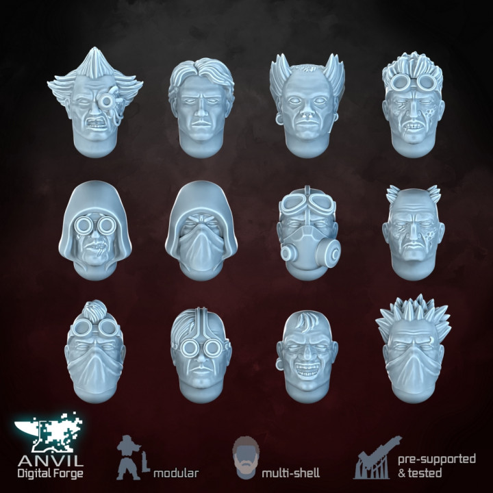 3D Printable Sci-Fi Ganger Heads - Anvil Digital Forge by Anvil Digital ...