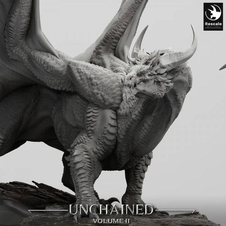 3D Printable War Dragon Stand by Rescale Miniatures