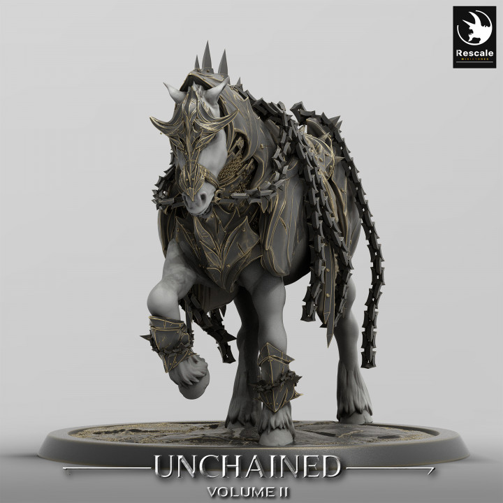 3D Printable Unchained Horse Walk by Rescale Miniatures
