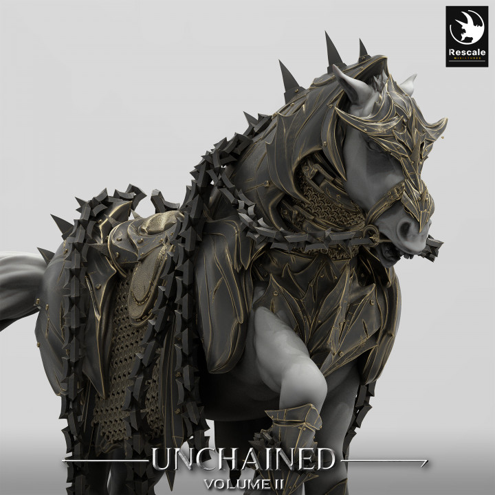 3D Printable Unchained Horse Walk by Rescale Miniatures
