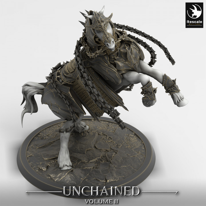 3D Printable Unchained Horse Rears Up High by Rescale Miniatures
