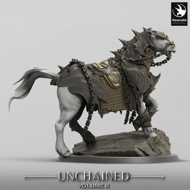 3D Printable Unchained Horse Stand by Rescale Miniatures