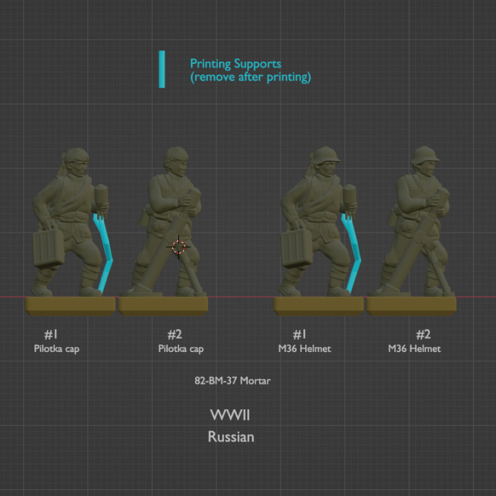 3D Printable WW2 Russian Infantry SWA 15mm Scale by Andy at MeepleForge