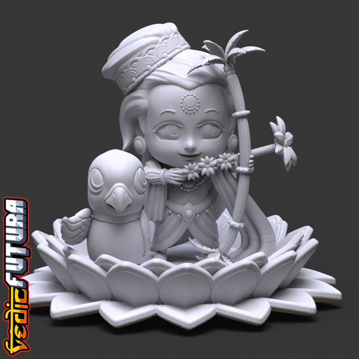3D Printable Chibi Kama Dev, God of Love with his Parrot by VedicFutura