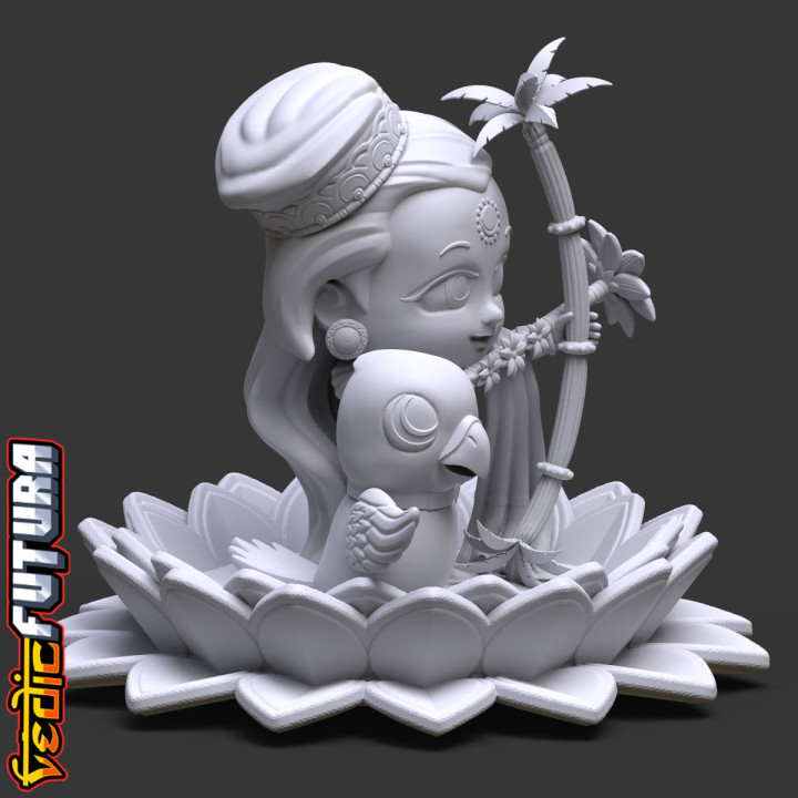 3D Printable Chibi Kama Dev, God of Love with his Parrot by VedicFutura