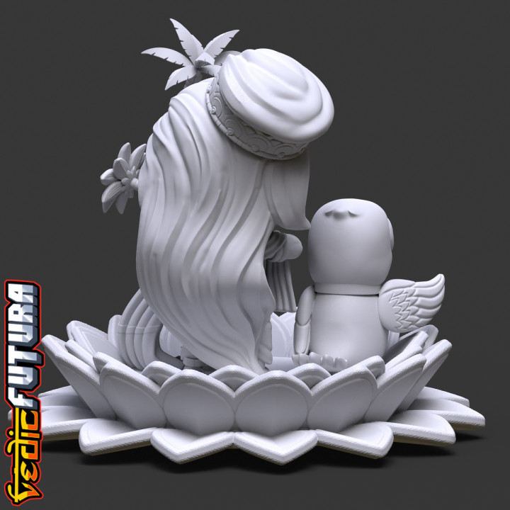 3D Printable Chibi Kama Dev, God of Love with his Parrot by VedicFutura