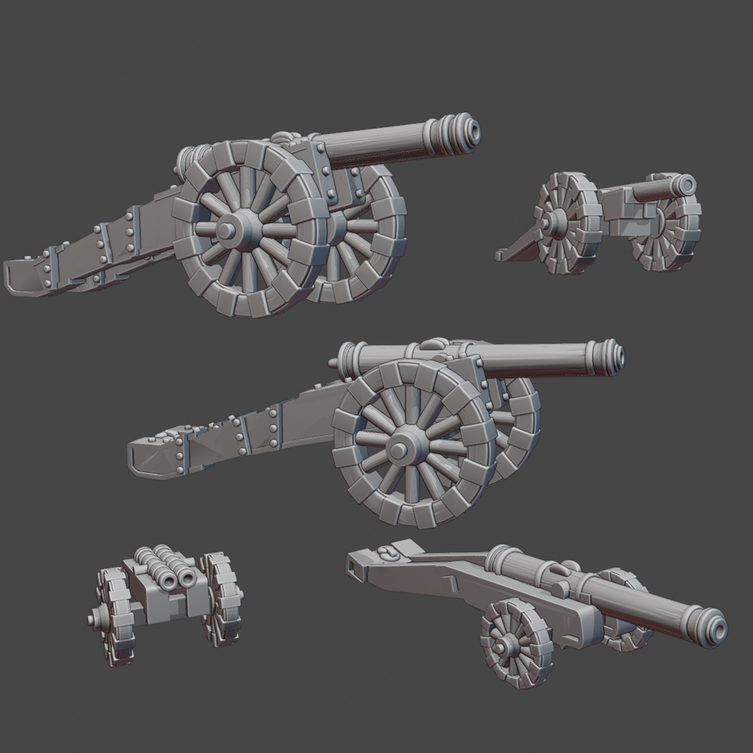 6-15mm 17th Century Pike & Shotte Cannon Pack (TYW/ECW) & Blender File ...