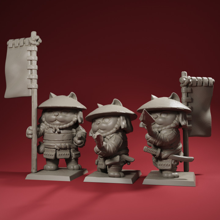 3D Printable CAT SAMURAI 002 by Art of V
