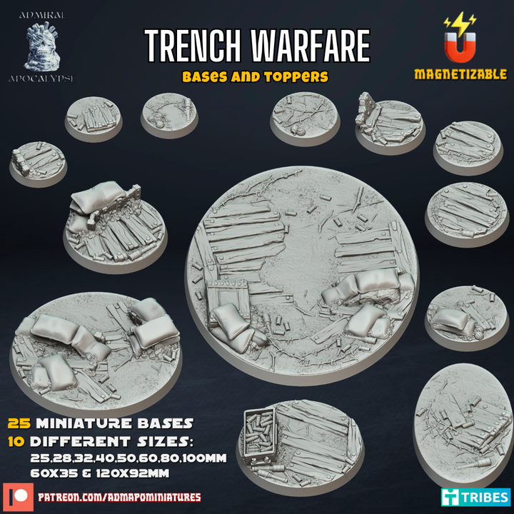 3D Printable Trench Warfare Bases and Toppers(Pre-supported) by Admiral ...