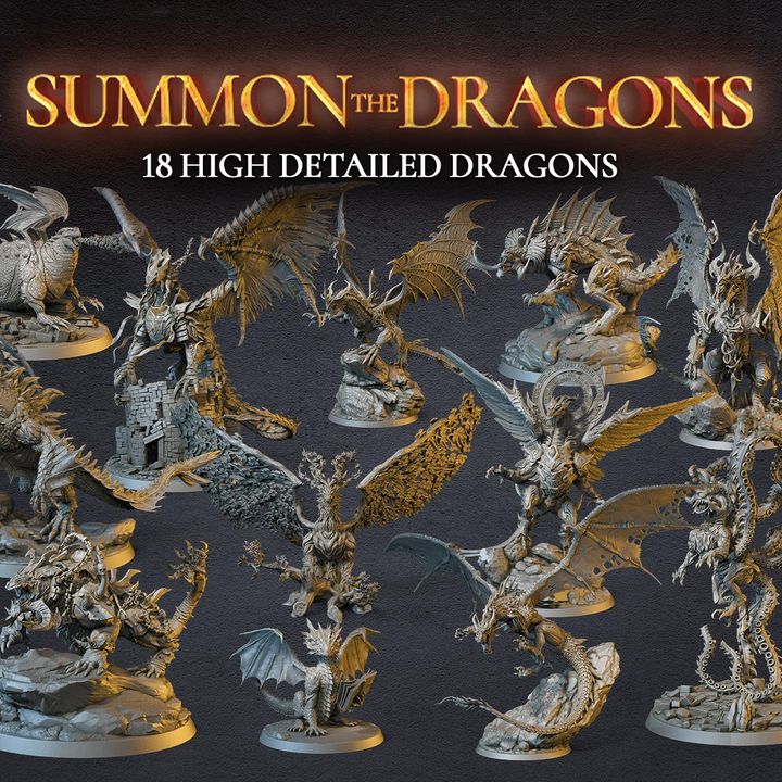 3D Printable Summon The Dragons - 18 Dragons | Pre-Supported by SolGood ...