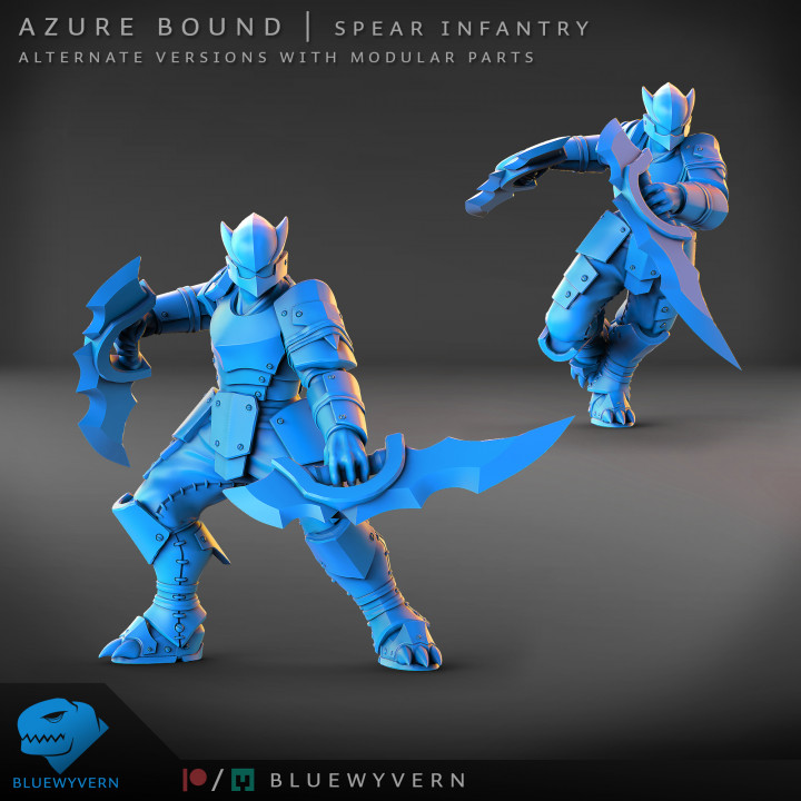 3D Printable Azure Bound - Spear Infantry (Modular) by BlueWyvern