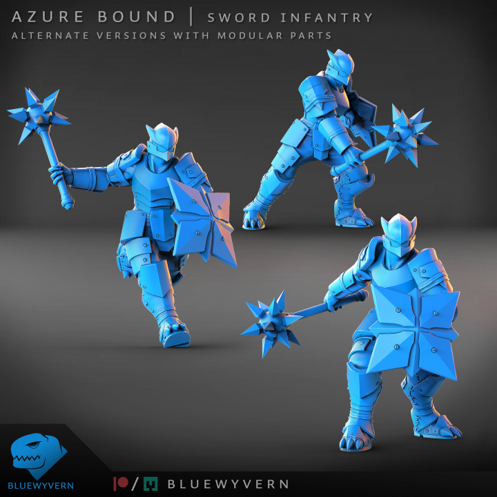 3D Printable Azure Bound - Sword Infantry (Modular) by BlueWyvern