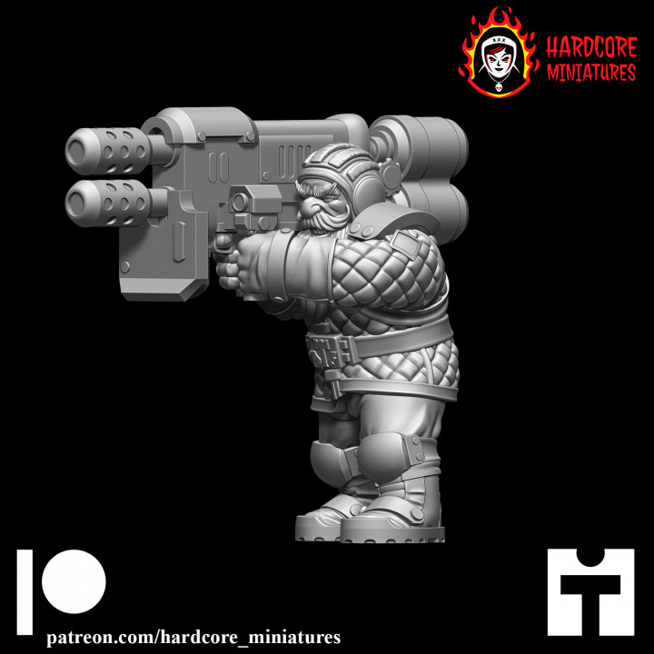 3D Printable Space Dwarves Heavy Gunners by Hardcore Miniatures