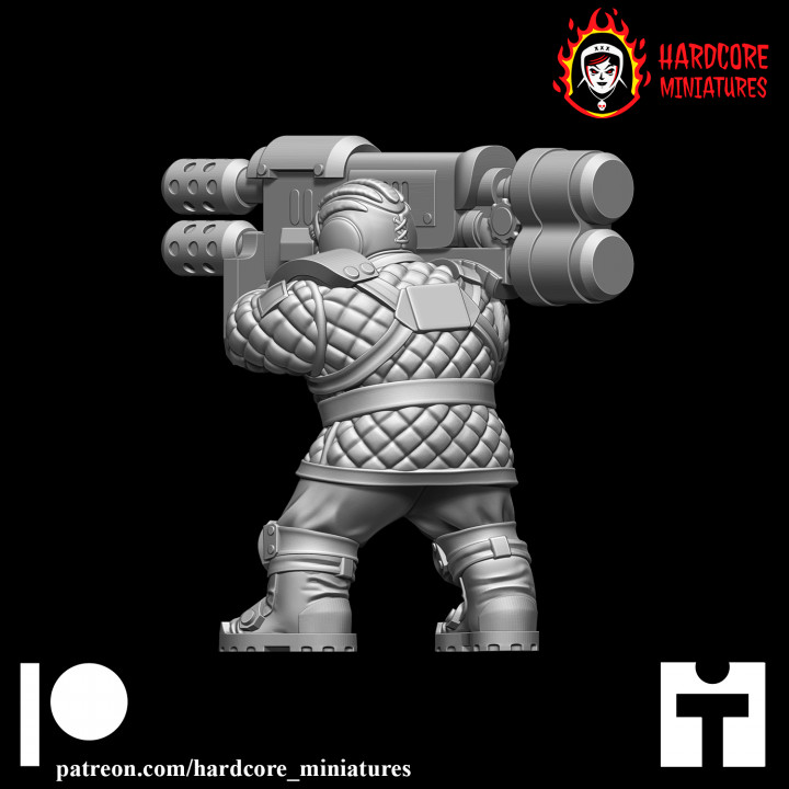 3D Printable Space Dwarves Heavy Gunners by Hardcore Miniatures