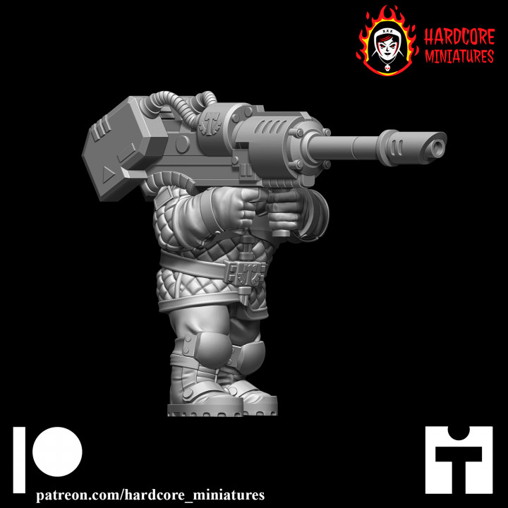 3D Printable Space Dwarves Heavy Gunners by Hardcore Miniatures