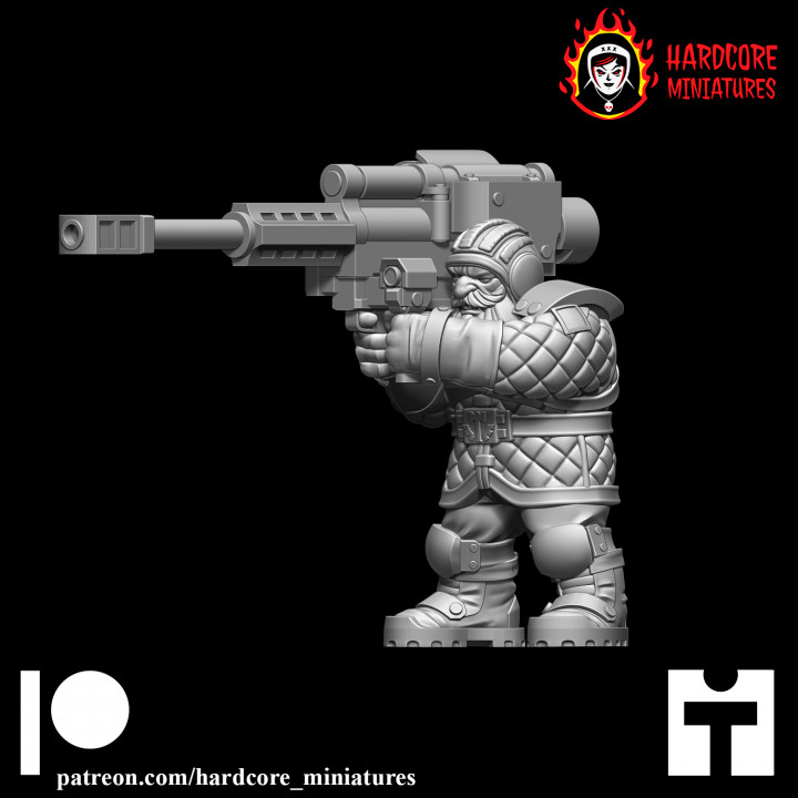 3D Printable Space Dwarves Heavy Gunners by Hardcore Miniatures