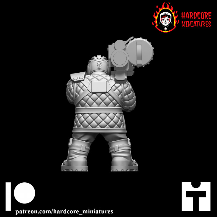 3D Printable Space Dwarves Heavy Gunners by Hardcore Miniatures