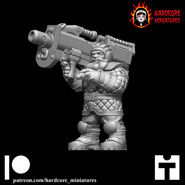 3D Printable Space Dwarves Heavy Gunners by Hardcore Miniatures