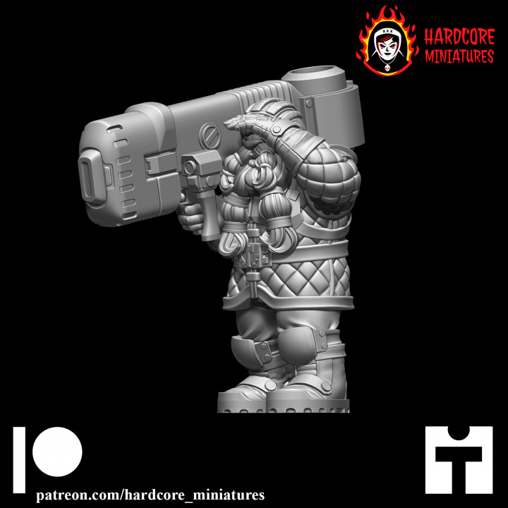 3D Printable Space Dwarves Heavy Gunners by Hardcore Miniatures