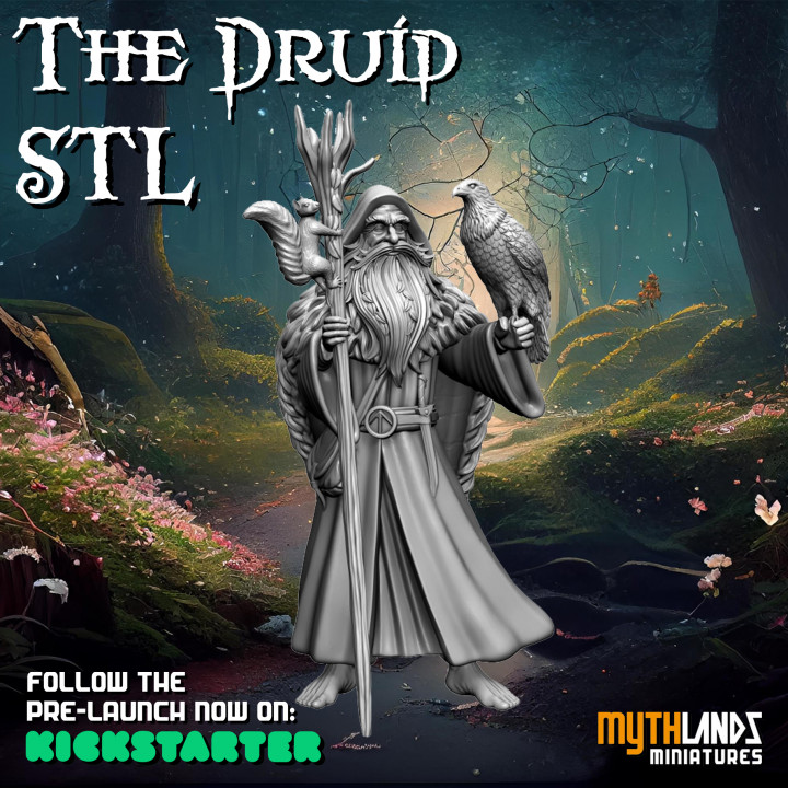 3D Printable The Druid 28 / 32 / 70 mm by Mythlands Miniatures