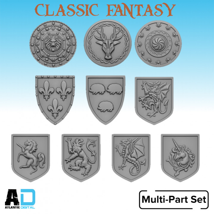 3D Printable Heraldric Shields by Wargames Atlantic