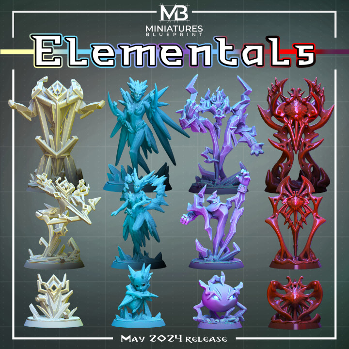 3D Printable Elementals V2- May 2024 release by Miniatures Blueprint