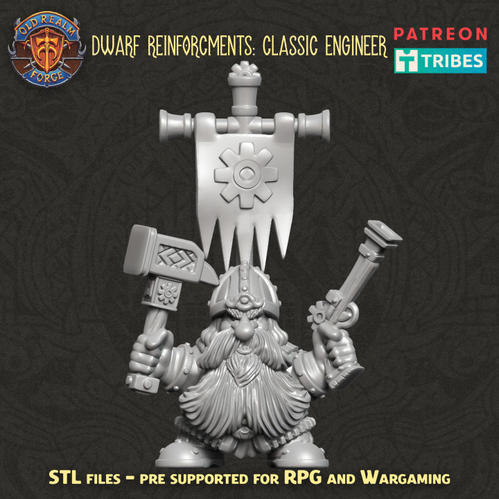 3D Printable Dwarf Classic Engineer by Old Realm Forge