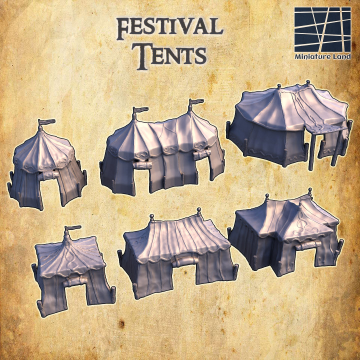 3D Printable Festival Tents - Tabletop Terrain - 28 MM by MiniatureLand
