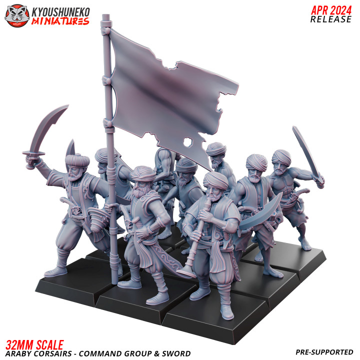 3D Printable Araby Corsairs Command Group by Kyoushuneko Miniatures