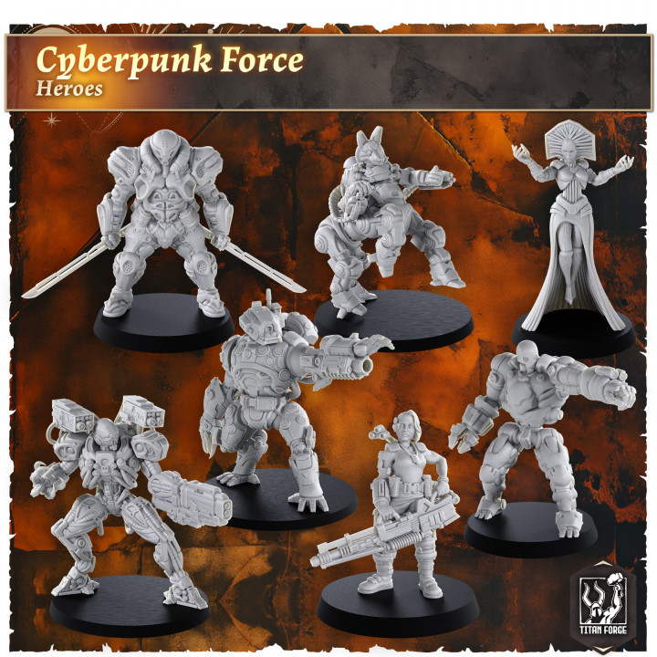 3D Printable OPR Army - Cyberpunk Force by Titan Forge Miniatures