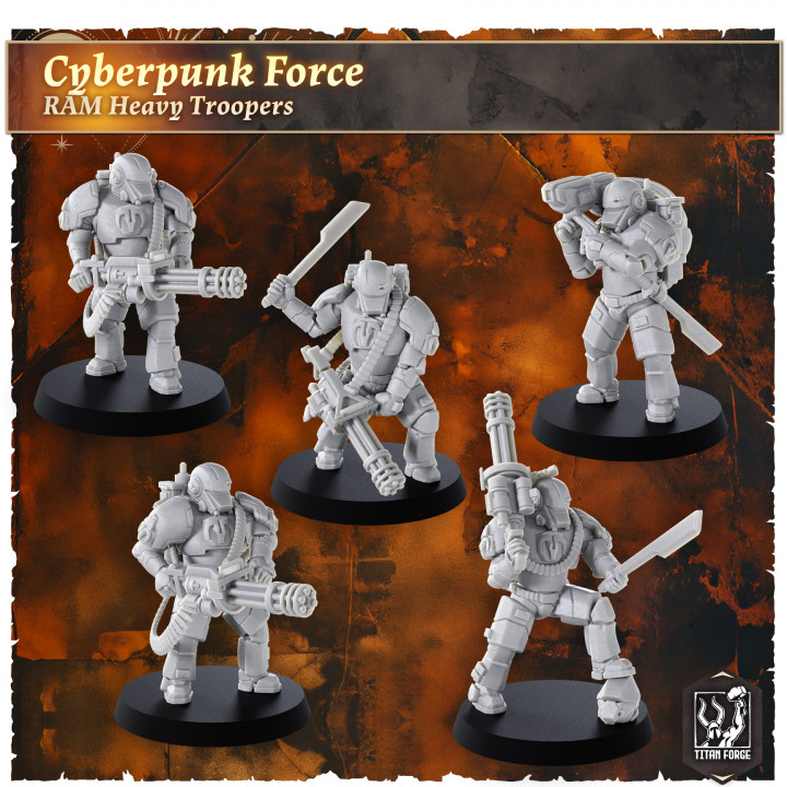 3D Printable OPR Army - Cyberpunk Force by Titan Forge Miniatures