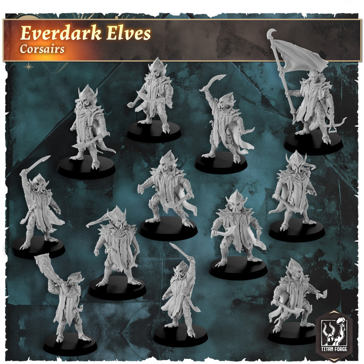 3D Printable OPR Army - Everdark Elves by Titan Forge Miniatures