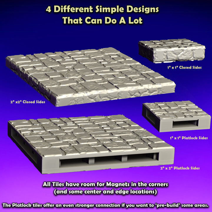 3D Printable Magna-Build DUNGEON Tiles Base Set 1 -Magnetic RPG Terrain ...