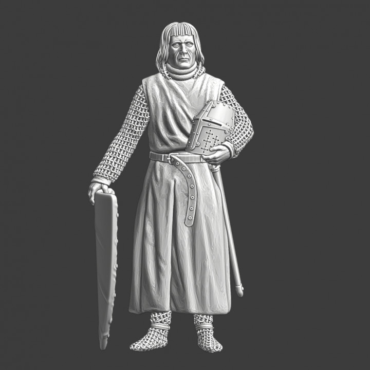 3D Printable Medieval lord resting with hand on shield by Northern ...