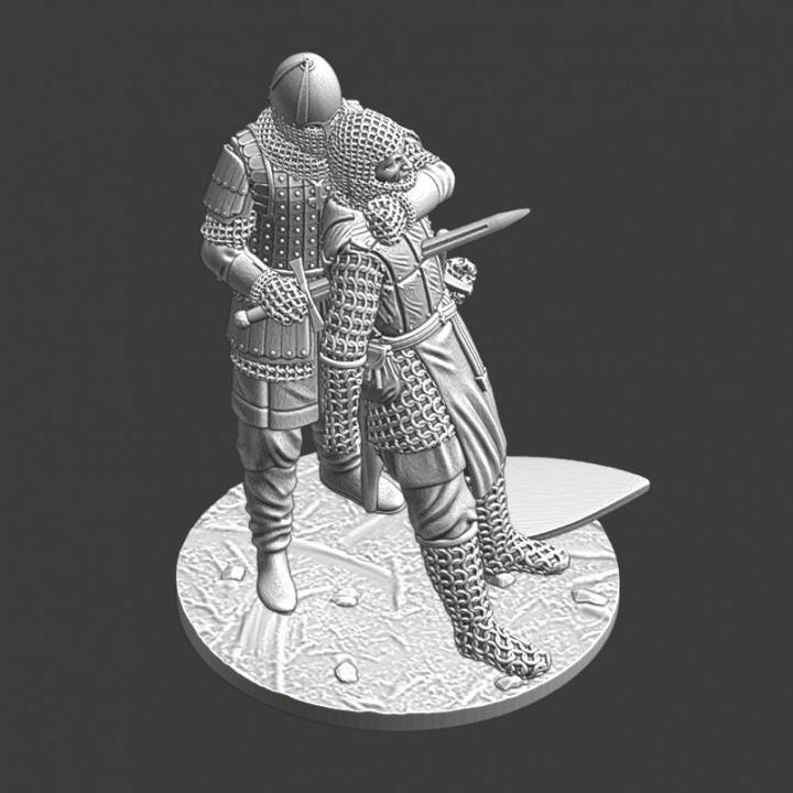 3D Printable Medieval Rus stabbing crusader knight from behind by ...