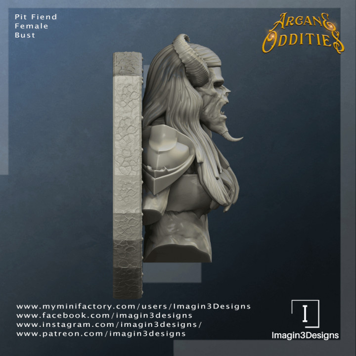 3D Printable Pre-supported Pit Fiend Bust (Female) by Imagin3Designs