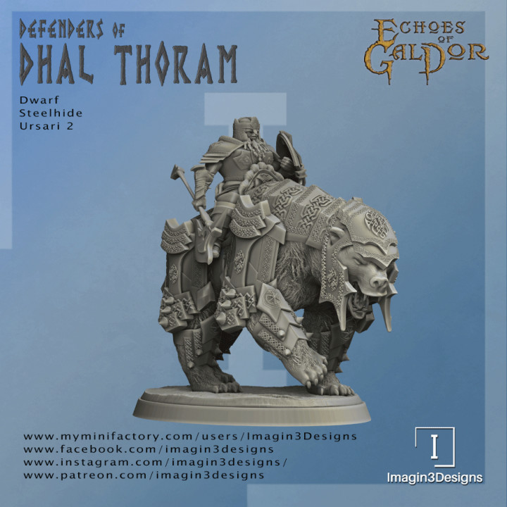 3D Printable Steelhide Ursari - Dwarf Cavalry on Armored Bears by ...