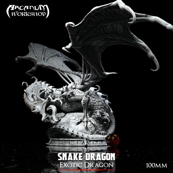 3D Printable Snake Dragon (100mm) by Arcanum Workshop