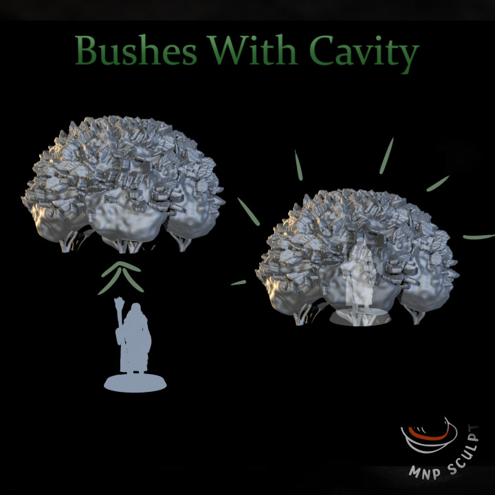 3D Printable Bushes With Cavity by MNP Sculpt